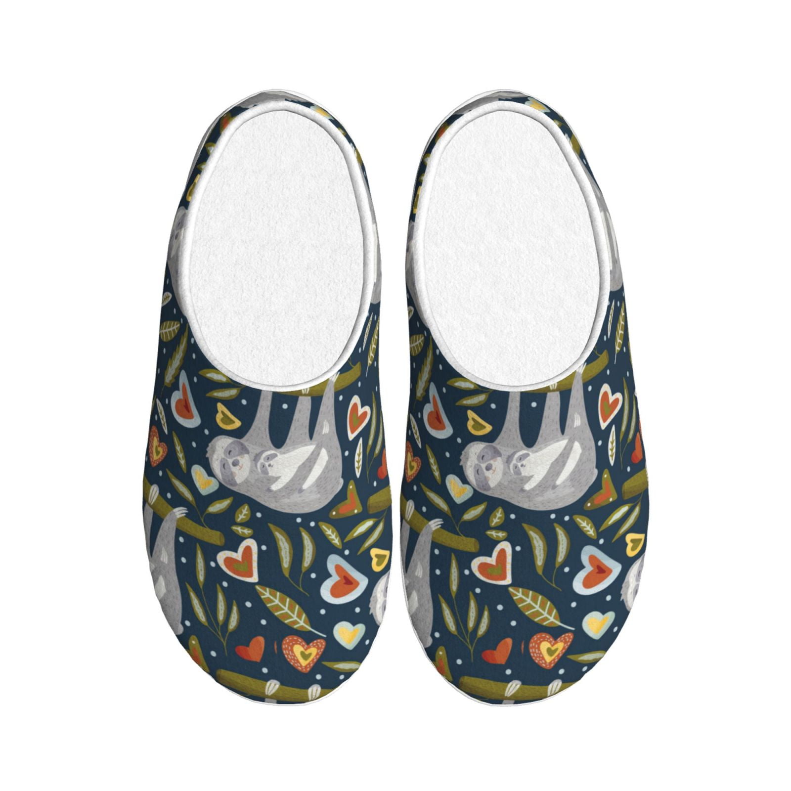 Yiaed Cute Sloth Print Slippers Fuzzy Warm Cozy Slippers Non Slip House ...