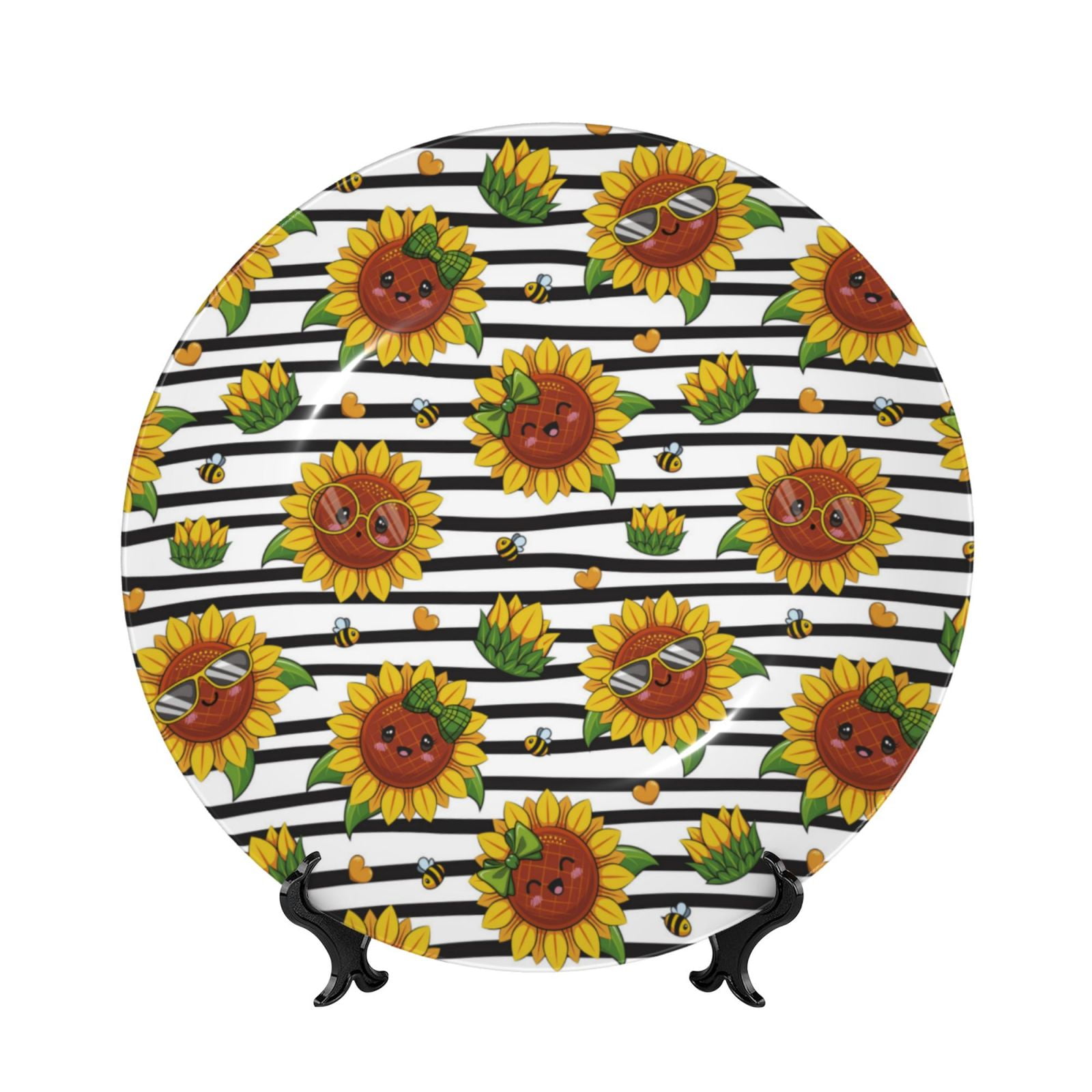 Yiaed Cute Sunflowers Print Bone China Decorative Plate Ceramic Dinner ...