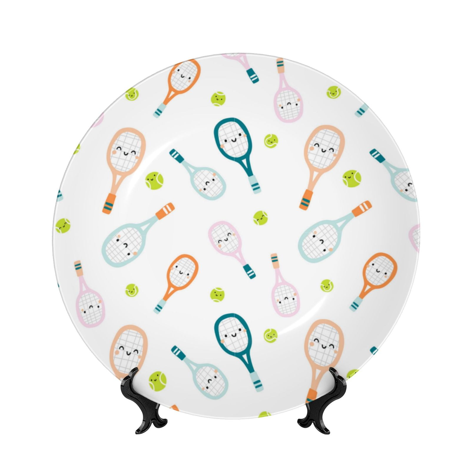Yiaed Cute Tennis Rackets Print Bone China Decorative Plate Ceramic ...