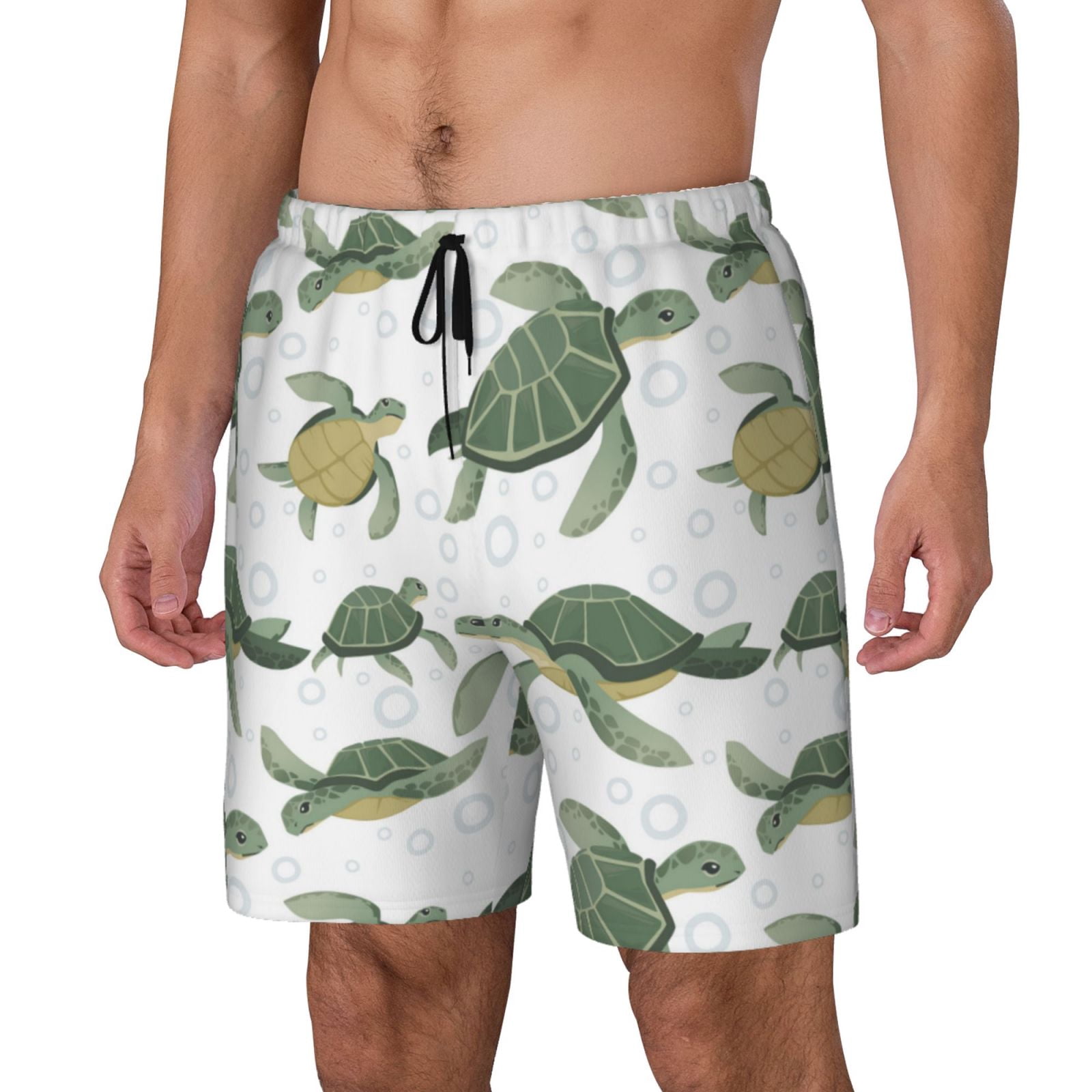 Yiaed Cute Turtle Print Mens Swim Trunks Bathing Suit Compression Liner ...