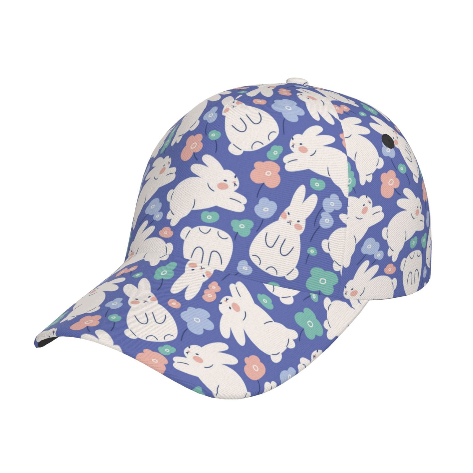 Yiaed Cute White Rabbit Print Cap Adjustable Size for Running Workouts ...