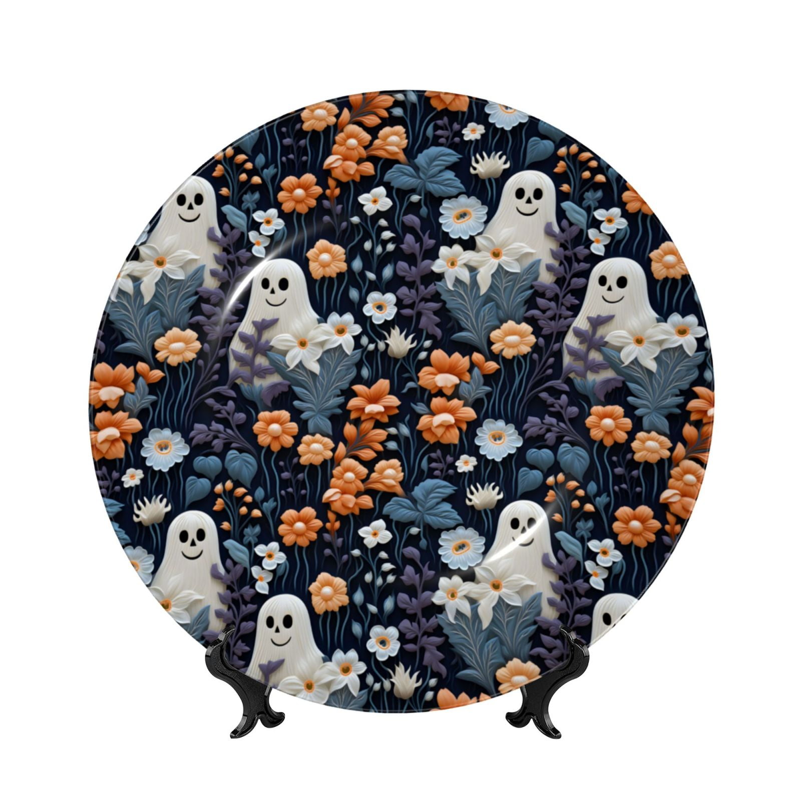 Yiaed Cute ghost in the flowers Print Bone China Decorative Plate ...
