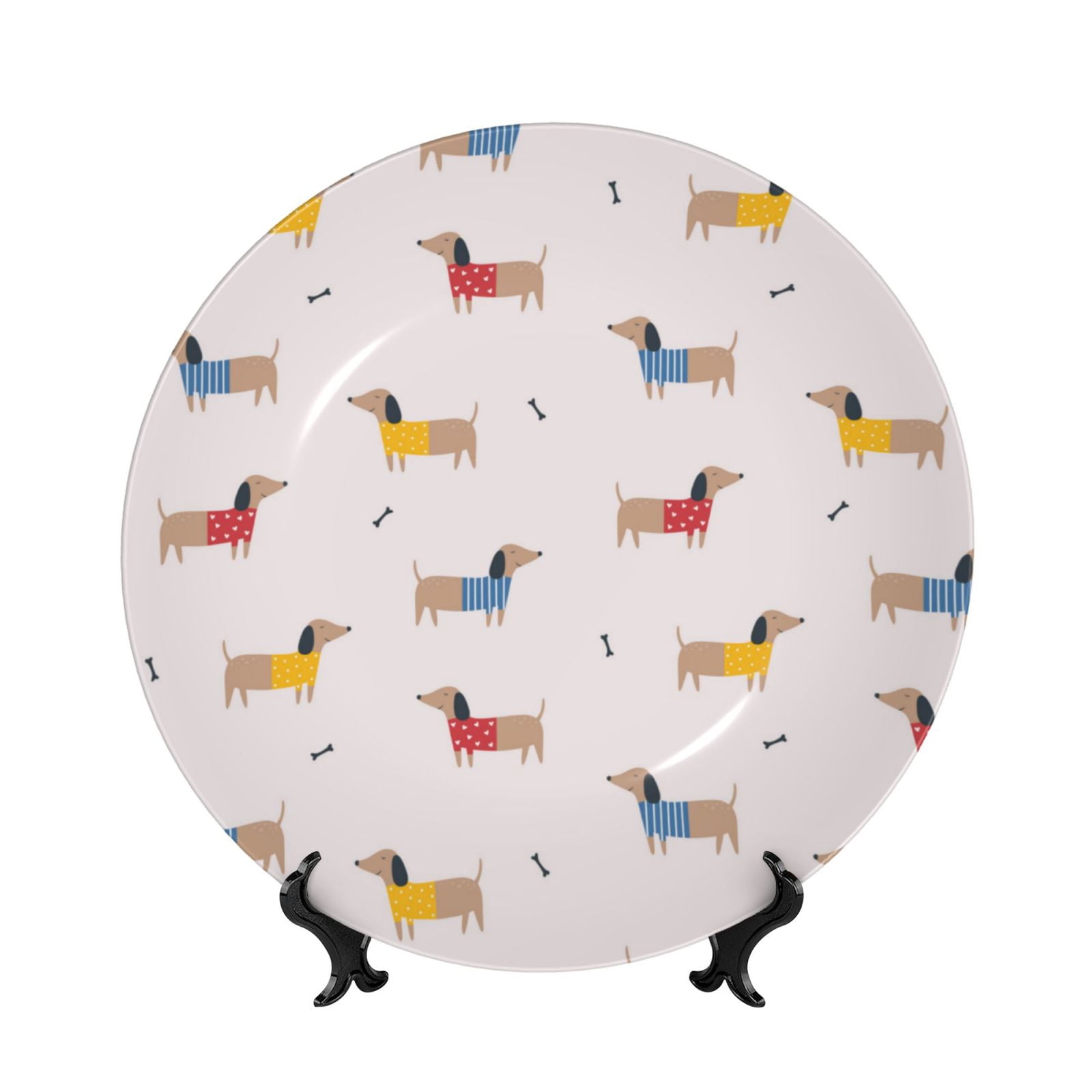 Yiaed Dachshund Dog Puppy Print Bone China Decorative Plate Ceramic ...