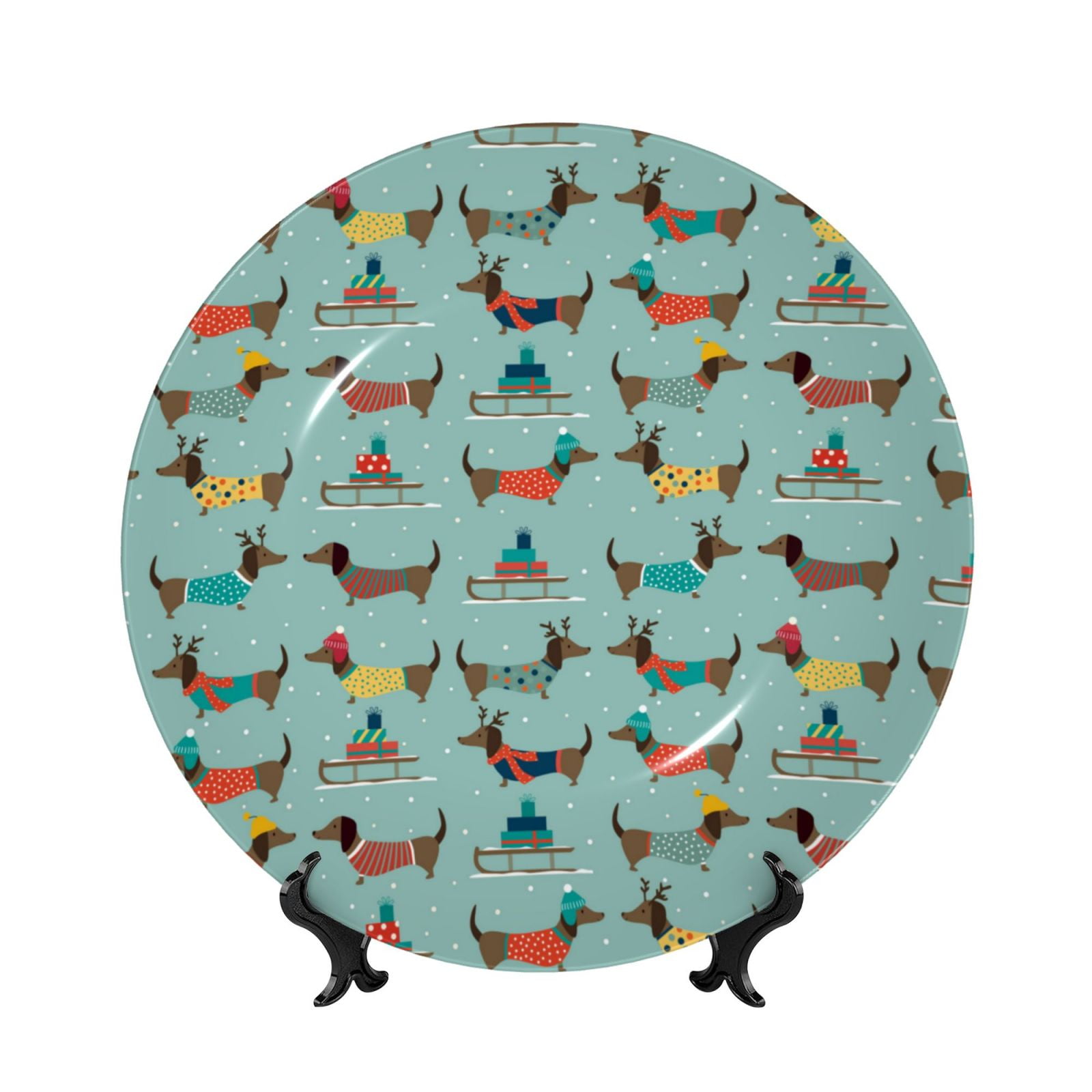 Yiaed Dachshund Dog Puppy Print Bone China Decorative Plate Ceramic ...