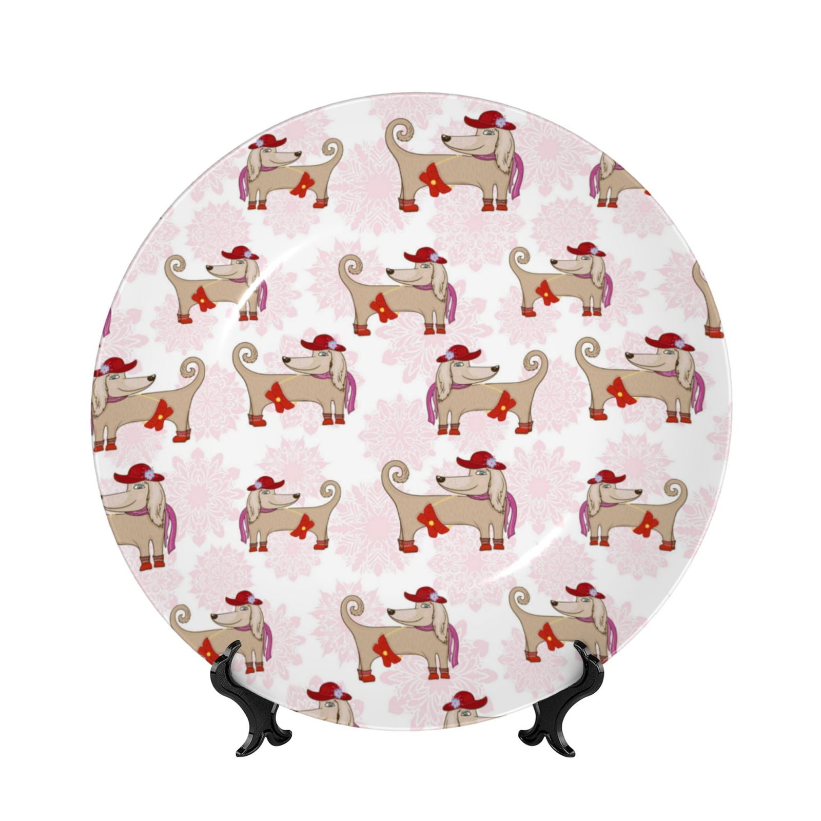 Yiaed Dachshund Dog Puppy Print Bone China Decorative Plate Ceramic ...