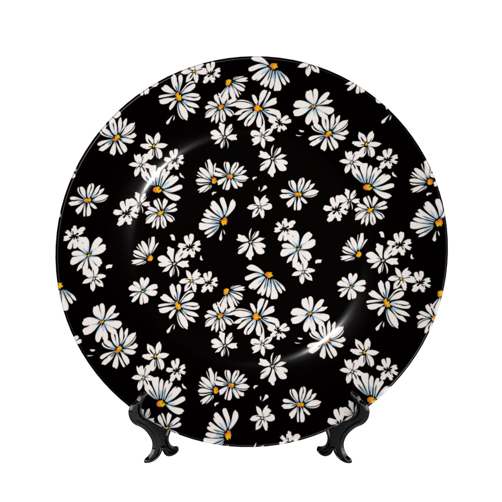 Yiaed Daisies Flowers Print Bone China Decorative Plate Ceramic Dinner ...