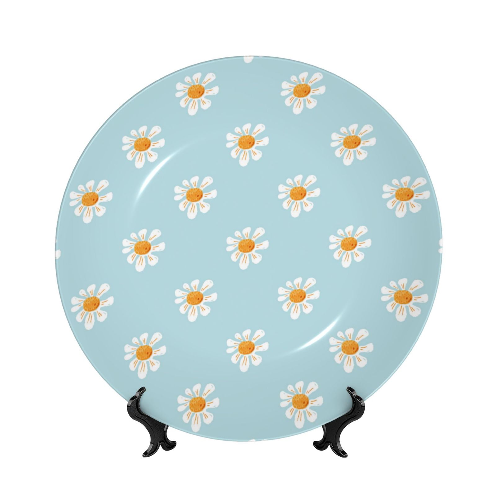 Yiaed Daisies Flowers Print Bone China Decorative Plate Ceramic Dinner ...