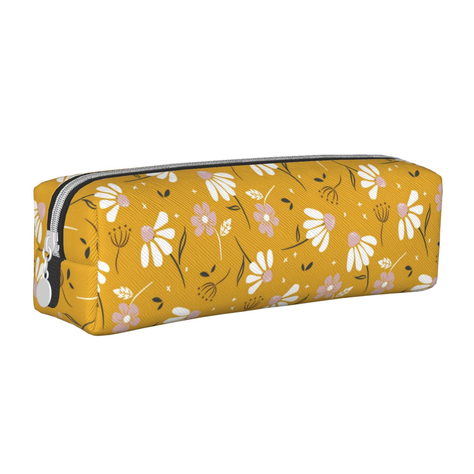 Yiaed Daisies Flowers Print Leather Pencil Case - Leather Pen Pencil ...