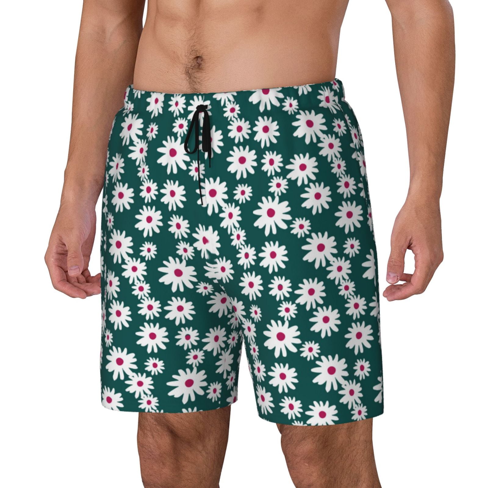 Yiaed Daisies Flowers Print Mens Swim Trunks Bathing Suit Compression ...