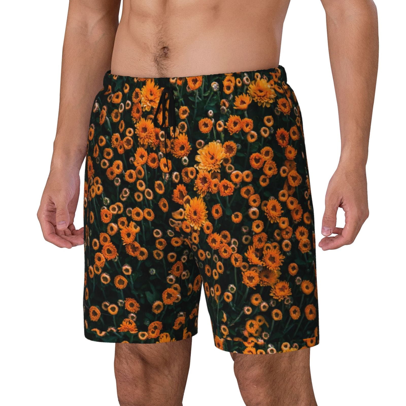 Yiaed Daisies Print Mens Swim Trunks Bathing Suit Compression Liner ...