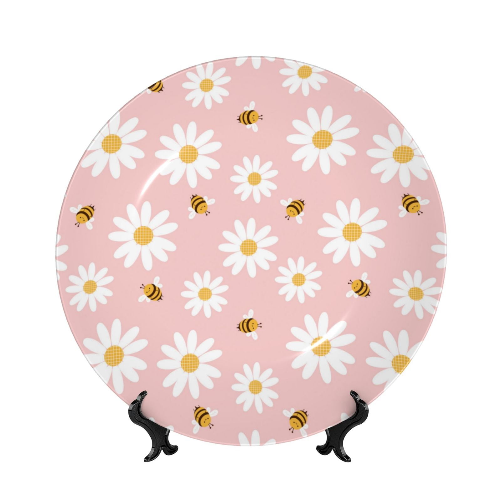 Yiaed Daisy And Bee Print Bone China Decorative Plate Ceramic Dinner ...