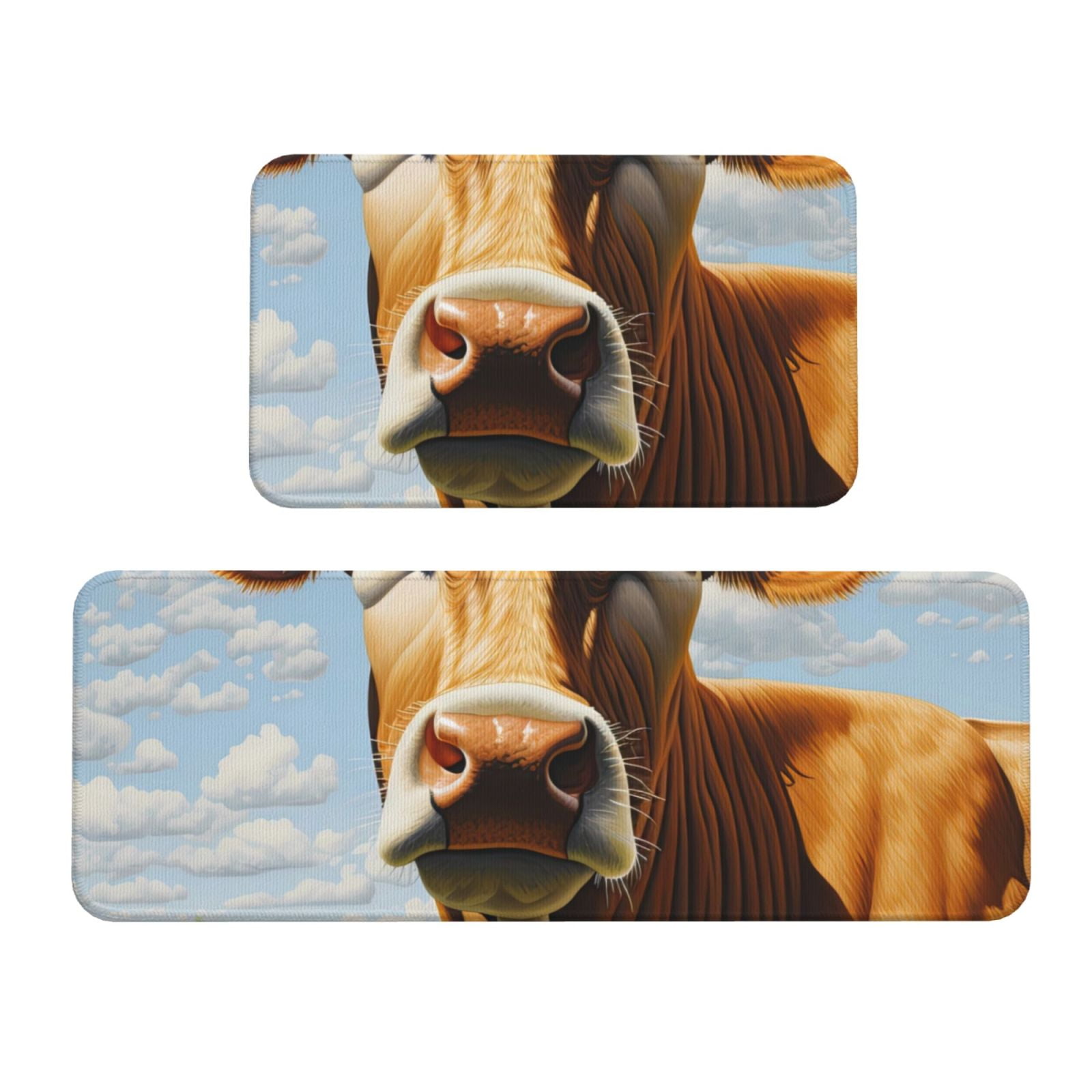 Yiaed Daisy Flower Field Cow Kitchen Rugs Sets of 2 Kitchen Mats ...