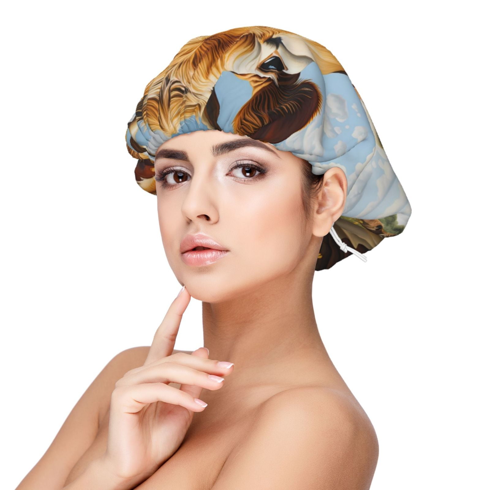 Yiaed Daisy Flower Field Cow Print Satin Bonnet Silk Bonnet Hair Bonnet ...