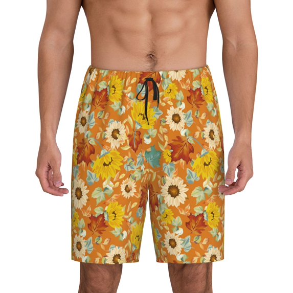 Yiaed Daisy maple fall for Men's Soft Sleep Pajama Short Lounging ...
