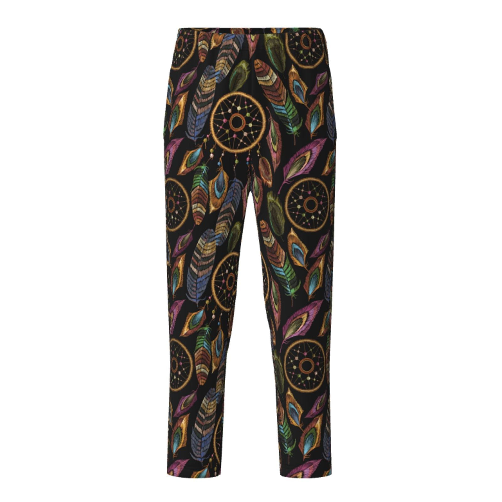 Yiaed Decorative Feathers Print Teenagers' Lounge Pants, Loose PJ ...