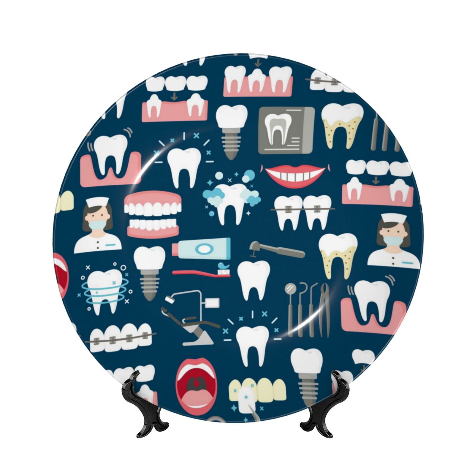 Yiaed Dental Print Bone China Decorative Plate Ceramic Dinner Plates ...