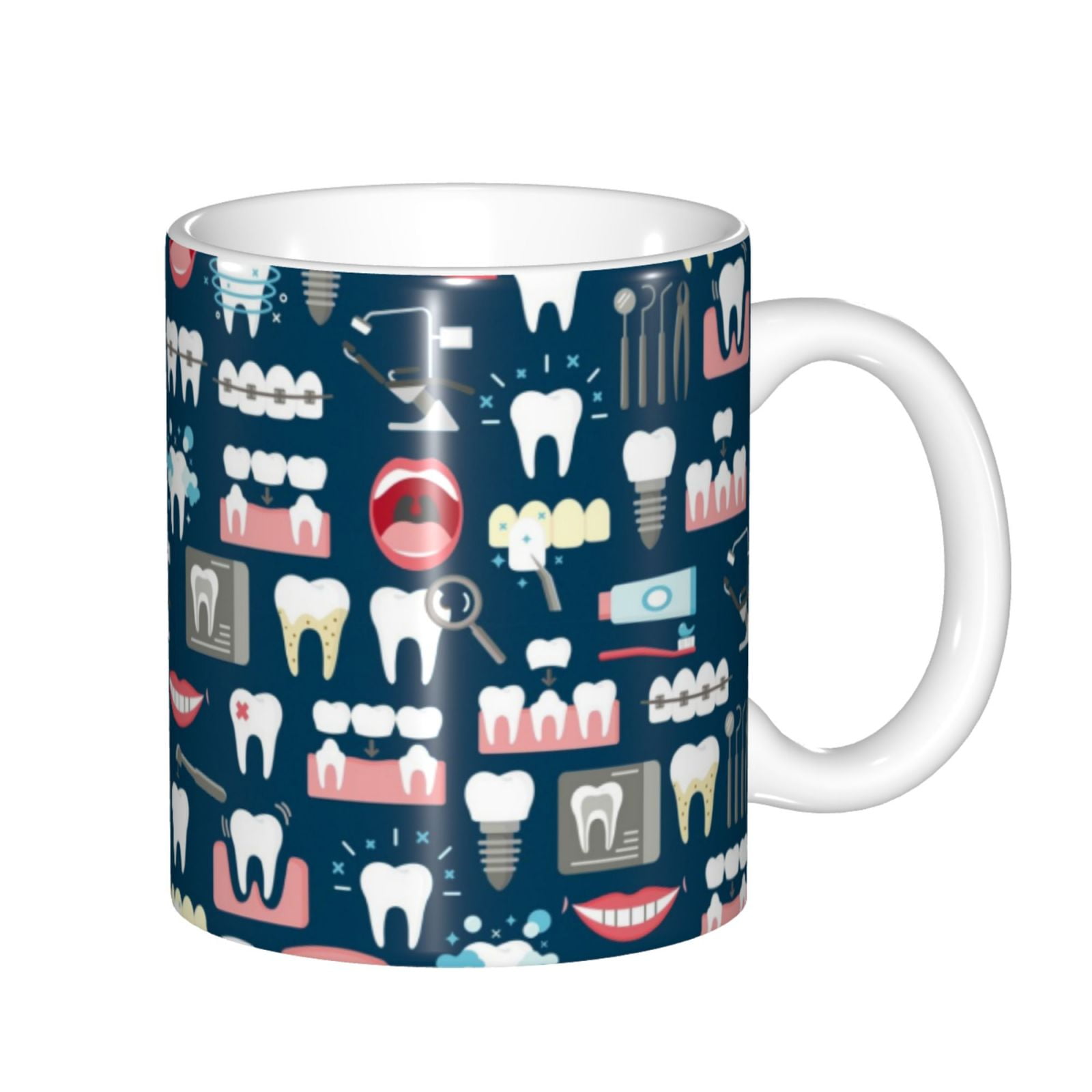 Yiaed Dental Seamless Print Ceramics Coffee,Large Handle Design,Extra ...