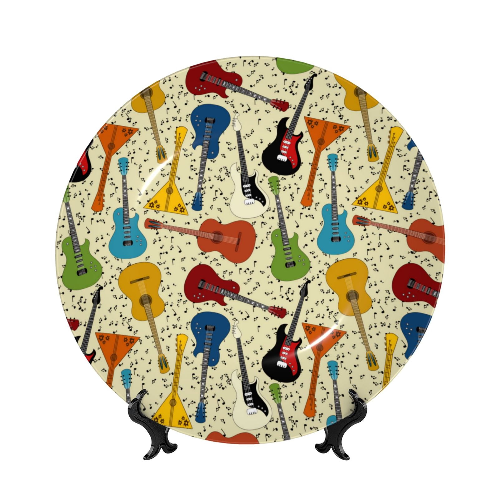 Yiaed Different Kind Of Guitars Print Bone China Decorative Plate ...