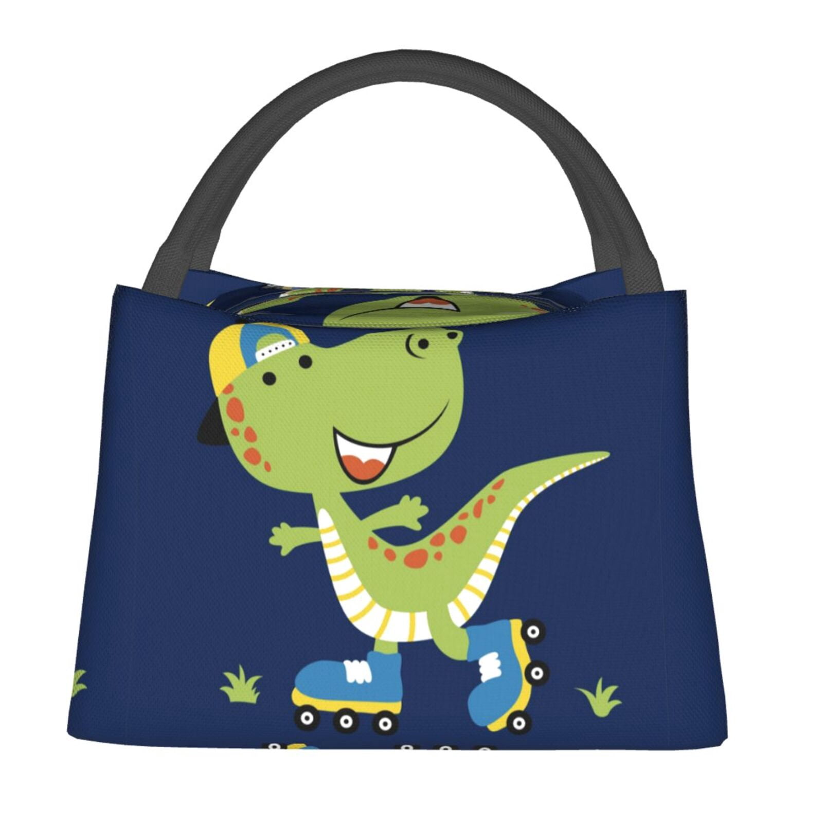 Yiaed Dino Playing Roller Skate Print Lunch box lunch bag Portable ...