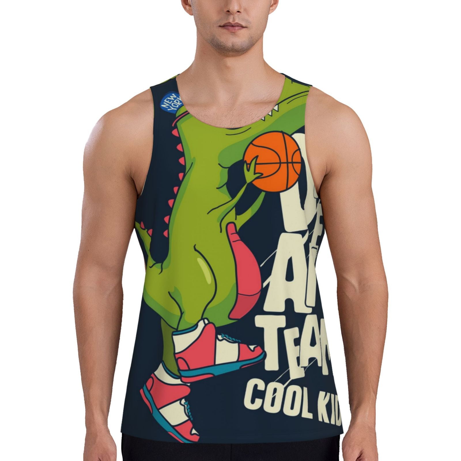 Yiaed Dinosaur Basketball Player Print Mens Compression Shirt Slimming ...