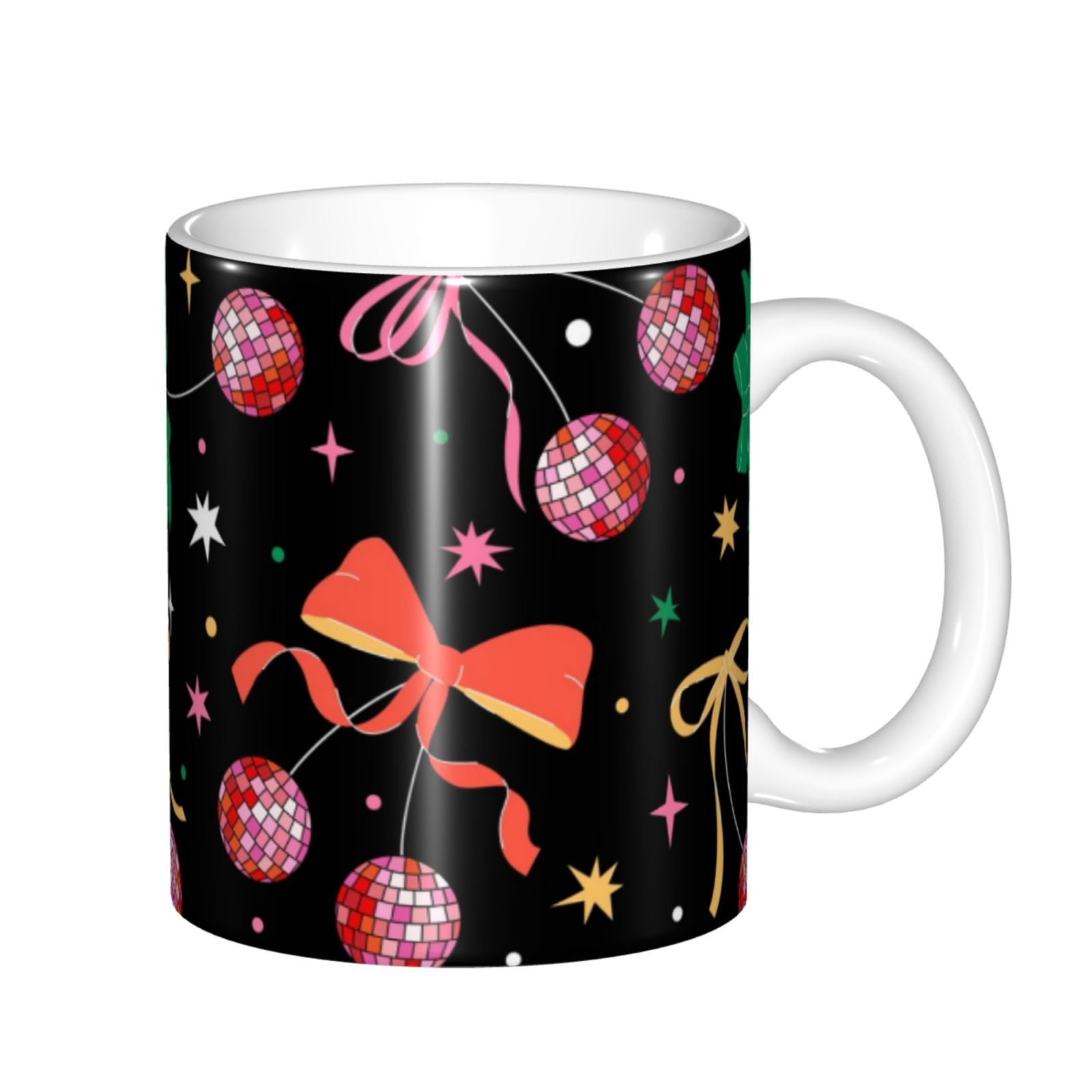 Yiaed Disco Mirror Ball Print Ceramics Coffee,Large Handle Design,Extra ...