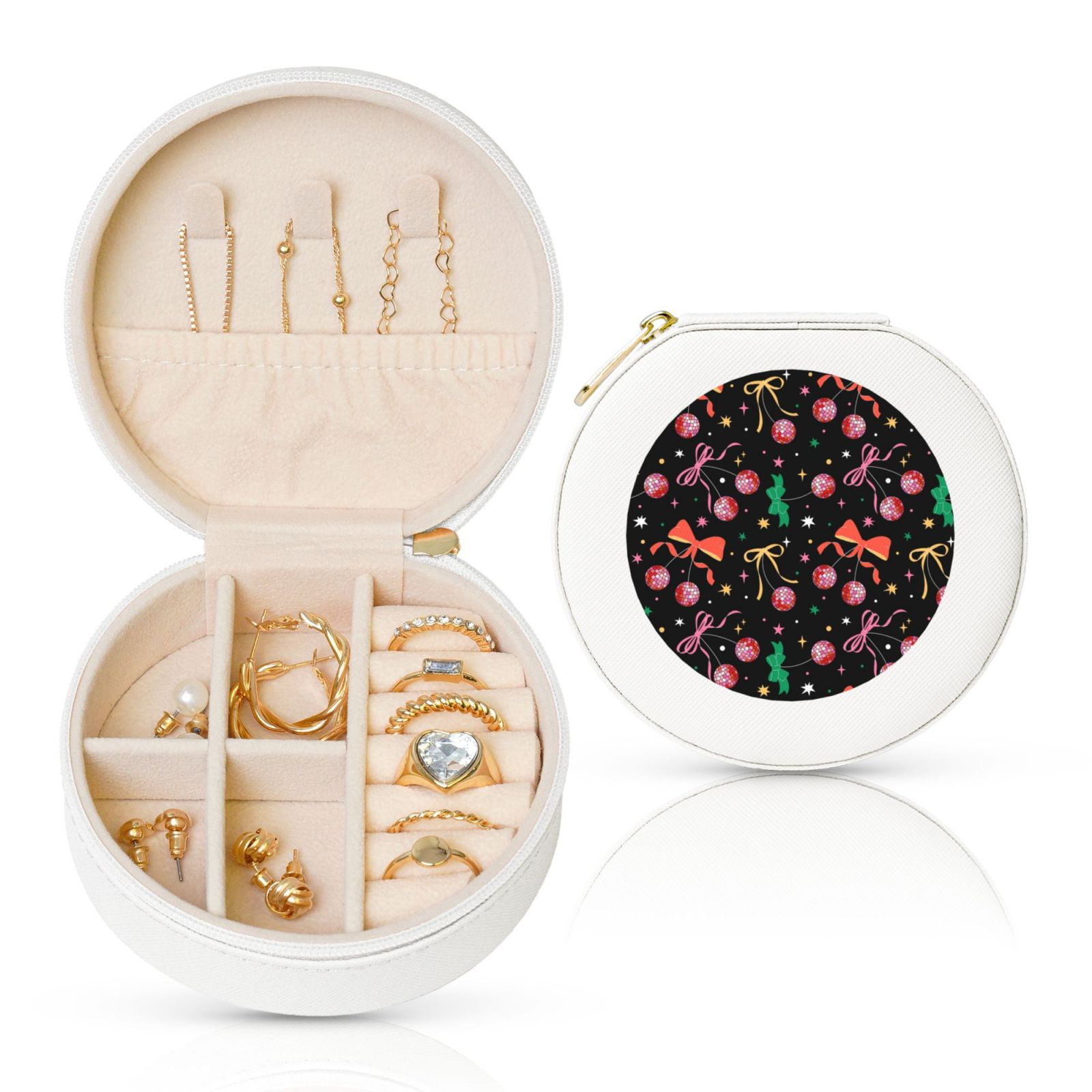 Yiaed Disco Mirror Ball Print Travel Jewelry Case Bridesmaid Gift Boxes ...