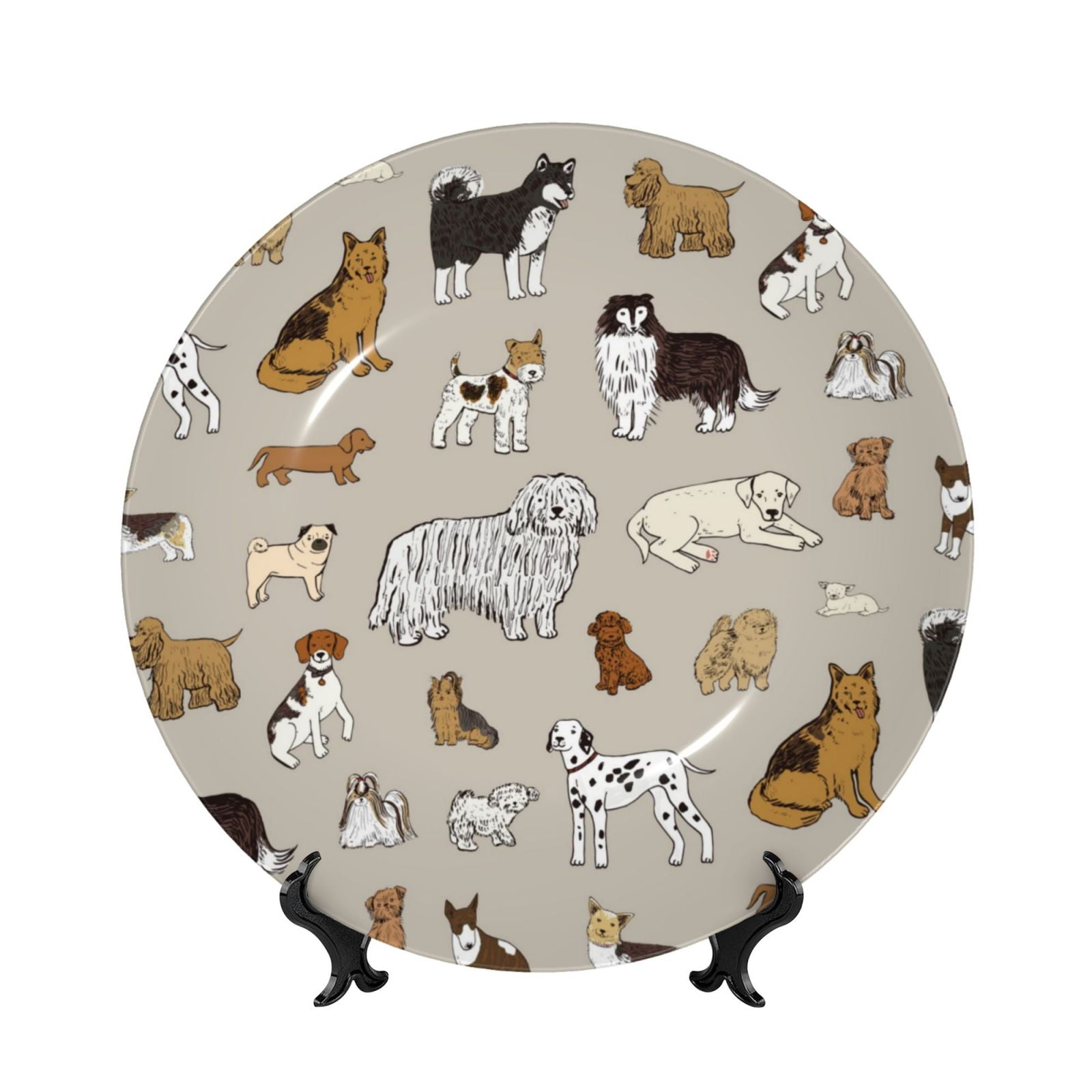 Yiaed Dog Animal Print Bone China Decorative Plate Ceramic Dinner ...