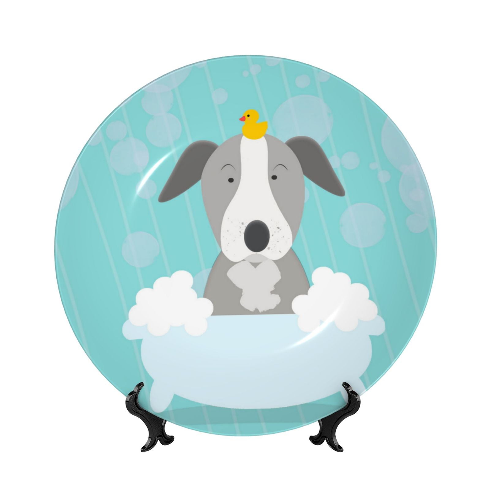 Yiaed Dog In Bathtub Print Bone China Decorative Plate Ceramic Dinner ...