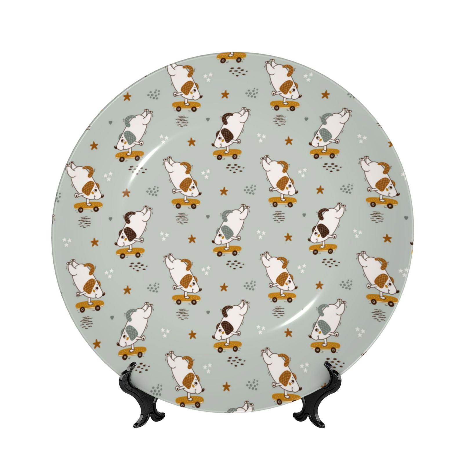 Yiaed Dog Riding Skateboard Print Bone China Decorative Plate Ceramic ...
