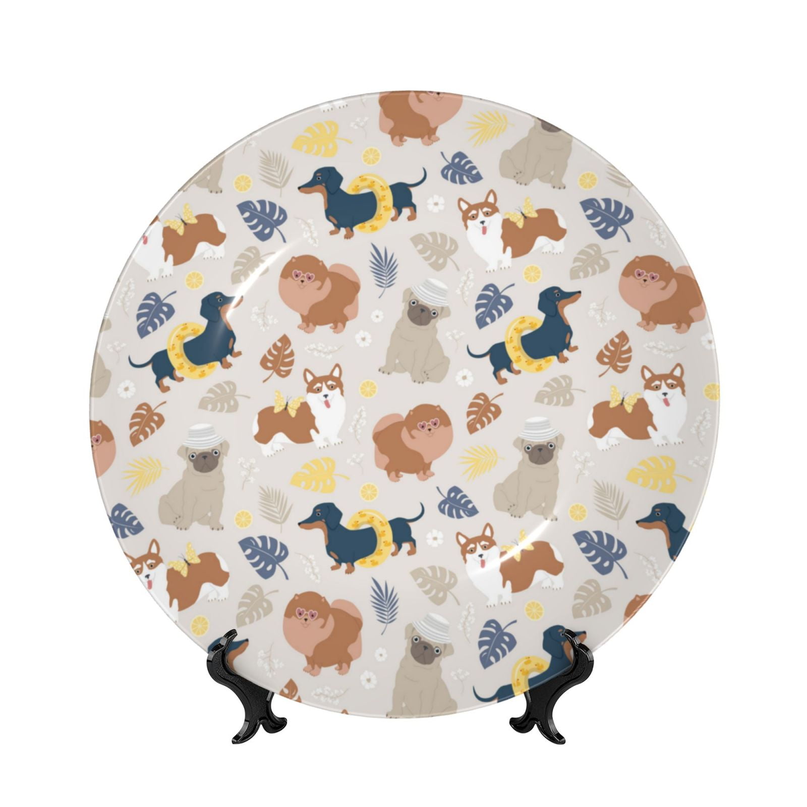 Yiaed Dogs Print Bone China Decorative Plate Ceramic Dinner Plates Art ...