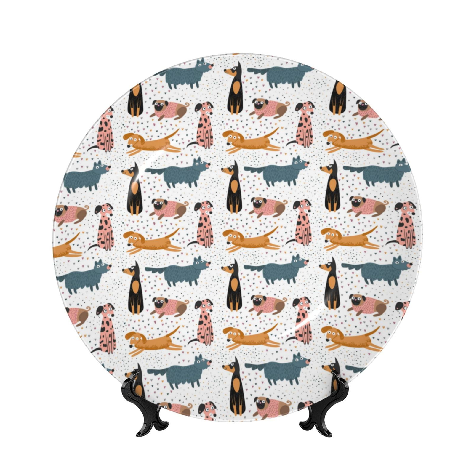 Yiaed Dogs Pug Print Bone China Decorative Plate Ceramic Dinner Plates ...