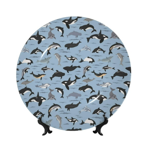 Yiaed Dolphins Print Bone China Decorative Plate Ceramic Dinner Plates ...