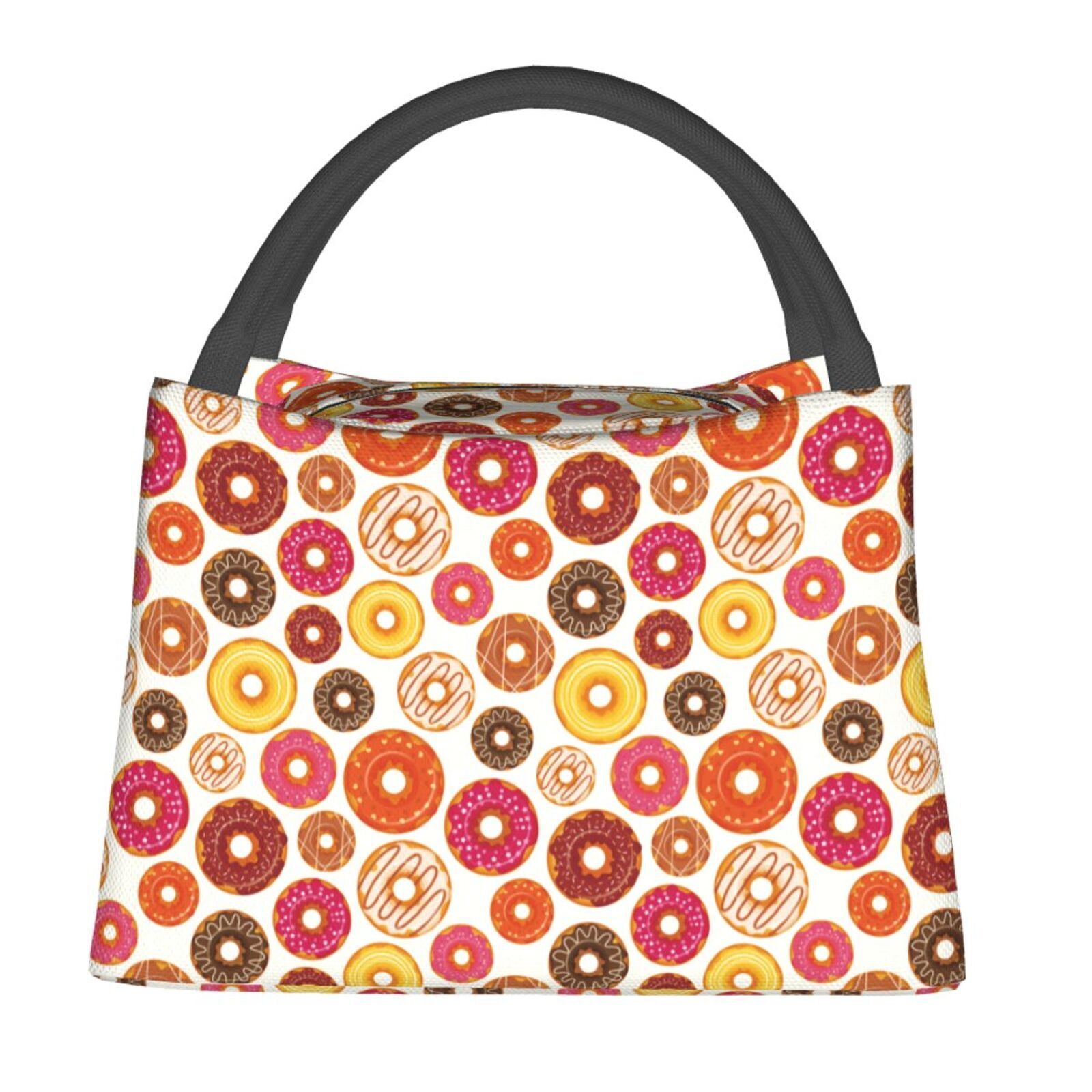 Yiaed Donut Print Lunch box lunch bag Portable Insulated Lunch Box for ...