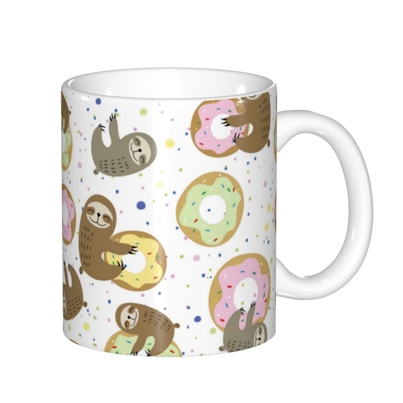 Yiaed Donut Sloth Print Ceramics Coffee,Large Handle Design,Extra Large ...