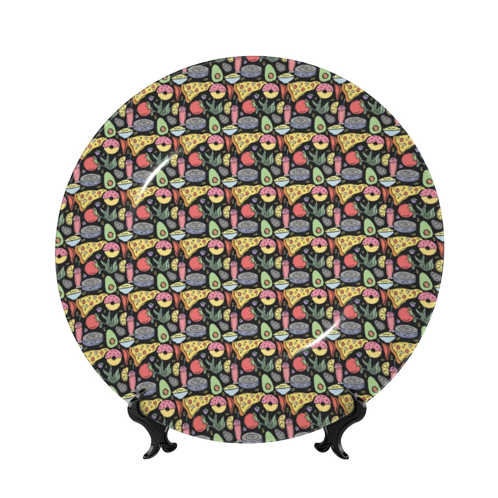 Yiaed Doodle Food Print Bone China Decorative Plate Ceramic Dinner ...