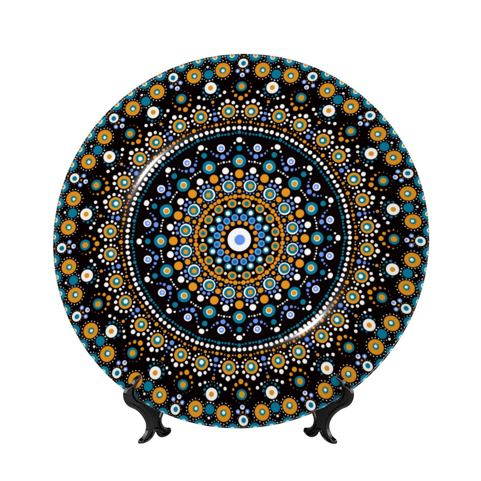 Yiaed Dot Mandala Print Bone China Decorative Plate Ceramic Dinner ...