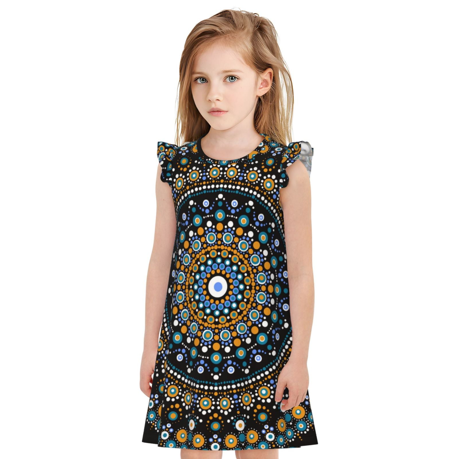 Yiaed Dot Mandala Print Girls Nightgowns, Princess Pajama Dresses for ...