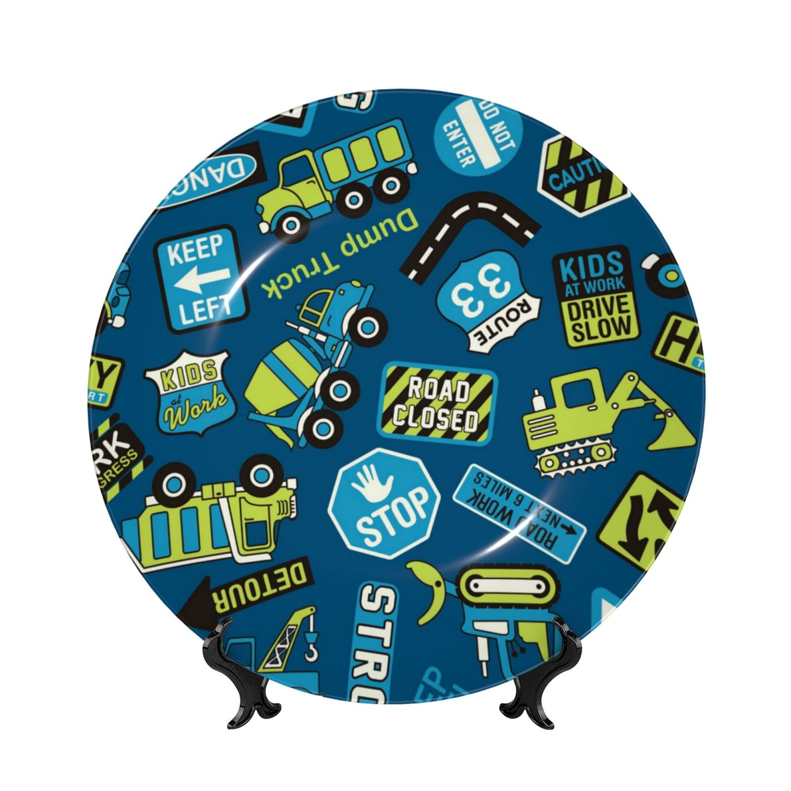 Yiaed Dump Truck Print Bone China Decorative Plate Ceramic Dinner ...