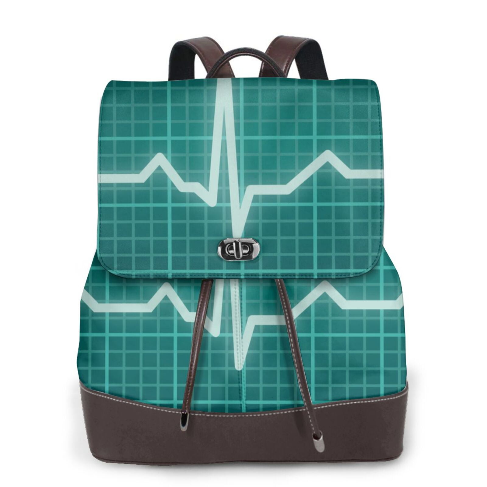 Yiaed ECG Wave Print Laptop Backpack for Women Slim Computer Bag Work ...