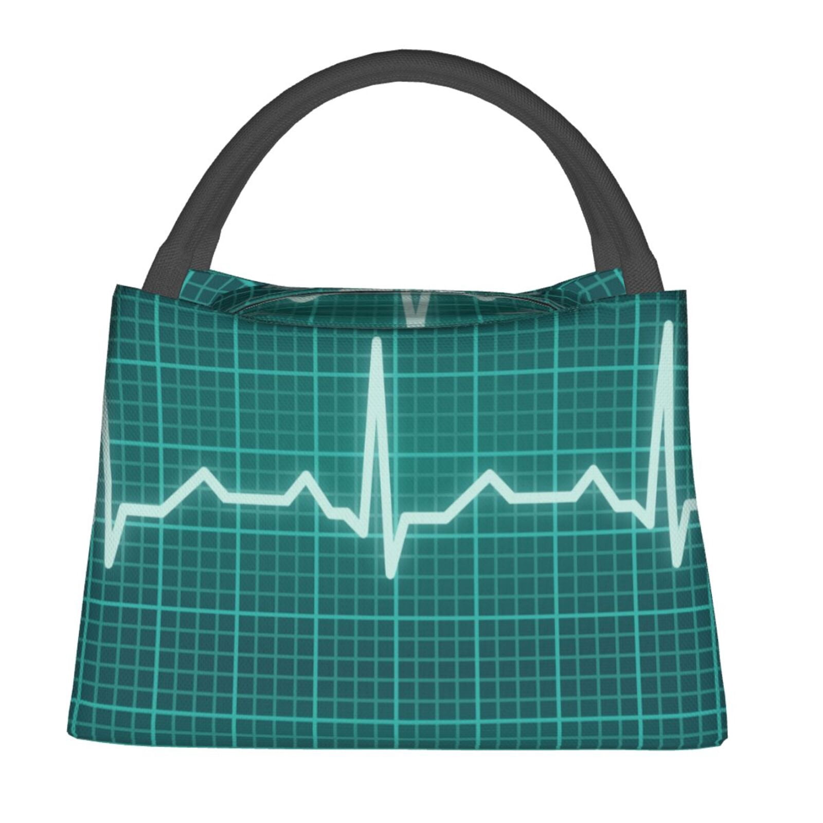Yiaed ECG Wave Print Lunch box lunch bag Portable Insulated Lunch Box ...