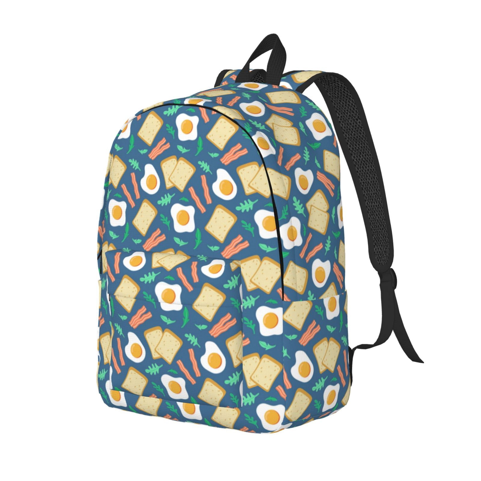 Yiaed Eggs Toast Bacon And Arugula Print Laptop Backpack Travel Canvas ...