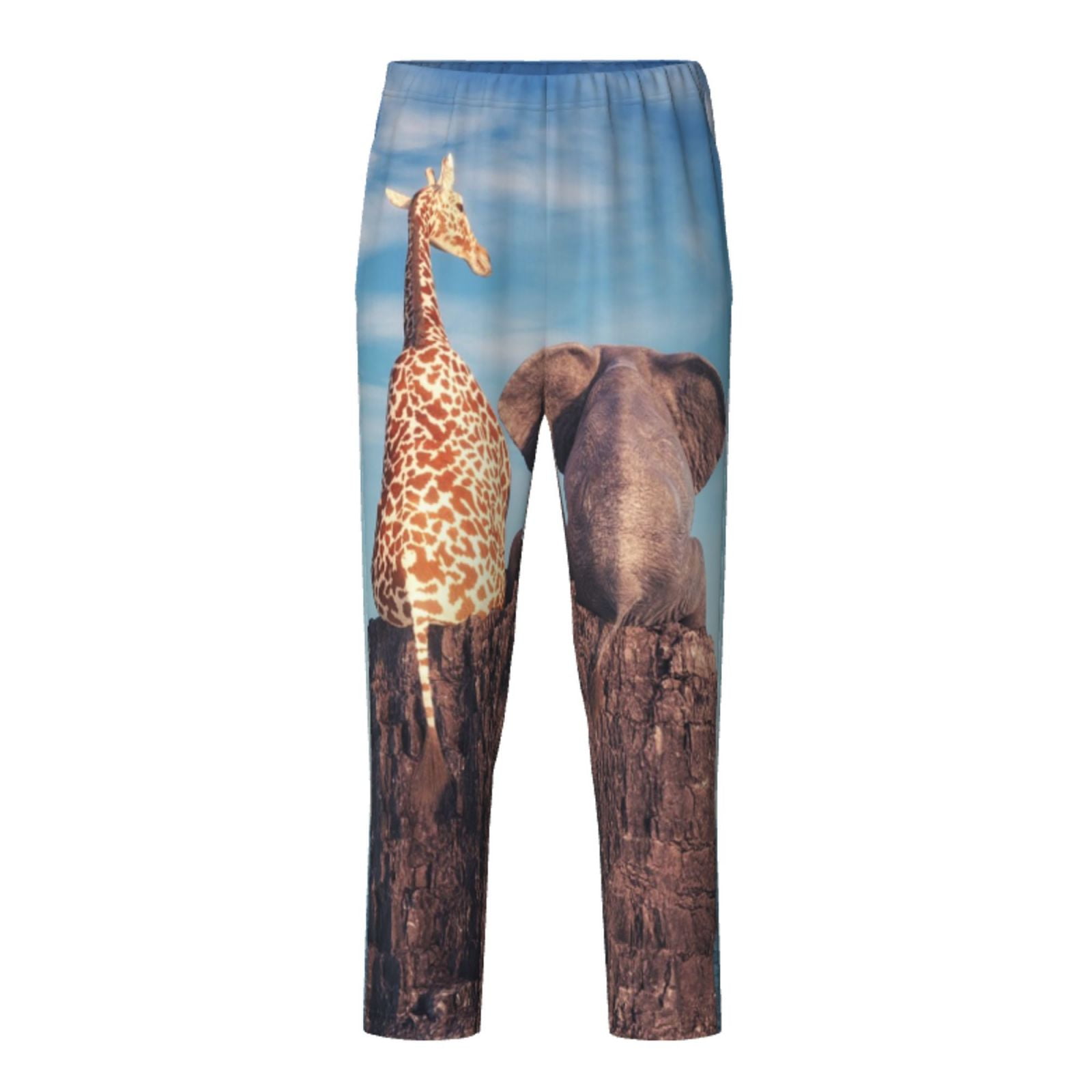 Yiaed Elephant And A Giraffe Sitting On A Rock Admiring The Ocean Print ...