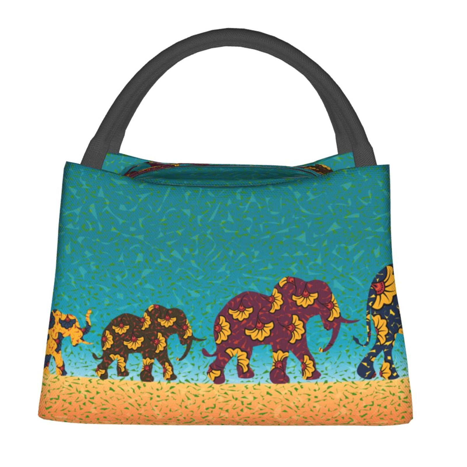 Yiaed Elephants Print Lunch box lunch bag Portable Insulated Lunch Box ...