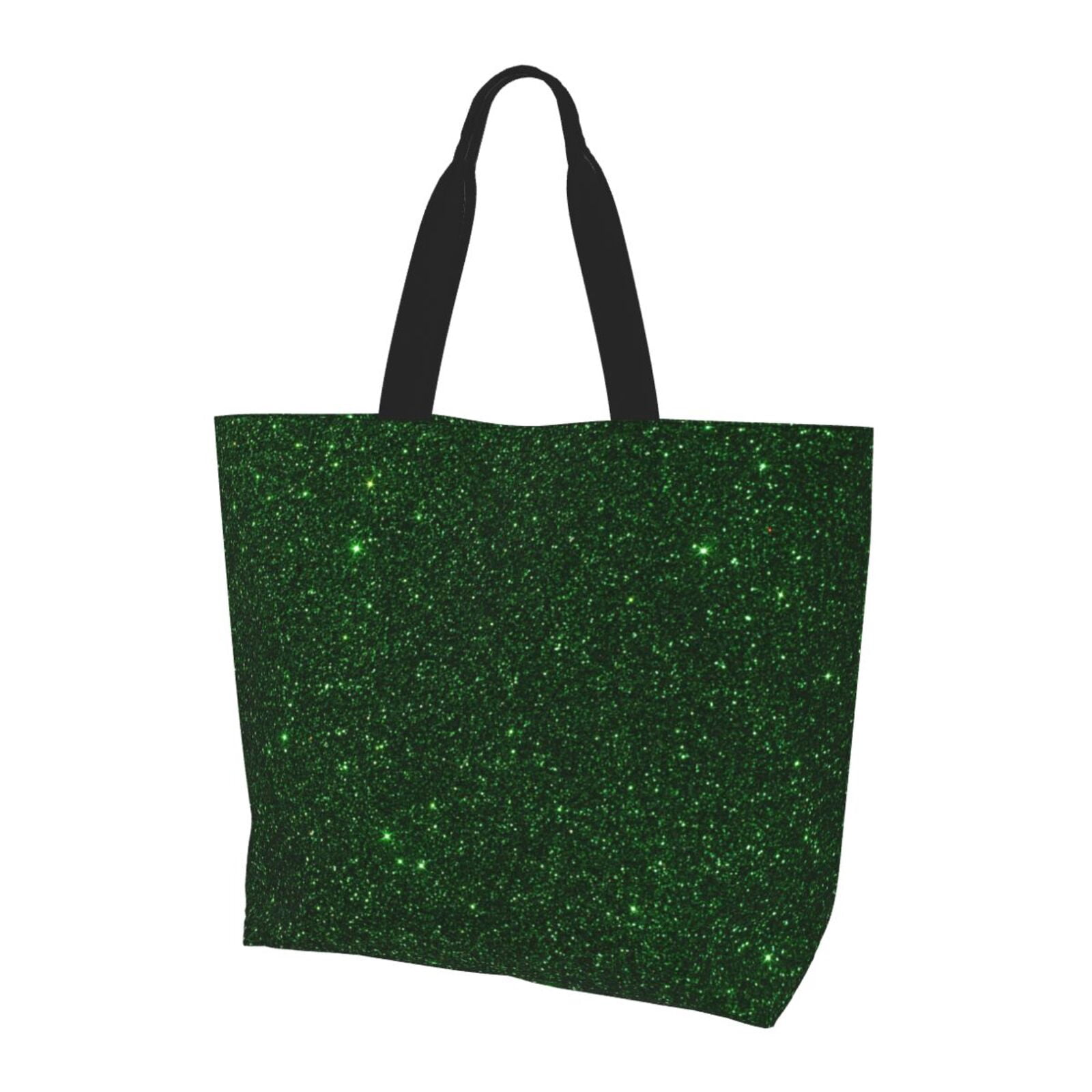 Yiaed Emerald Green Sparkling Print Handbag for Women Tote Purse ...