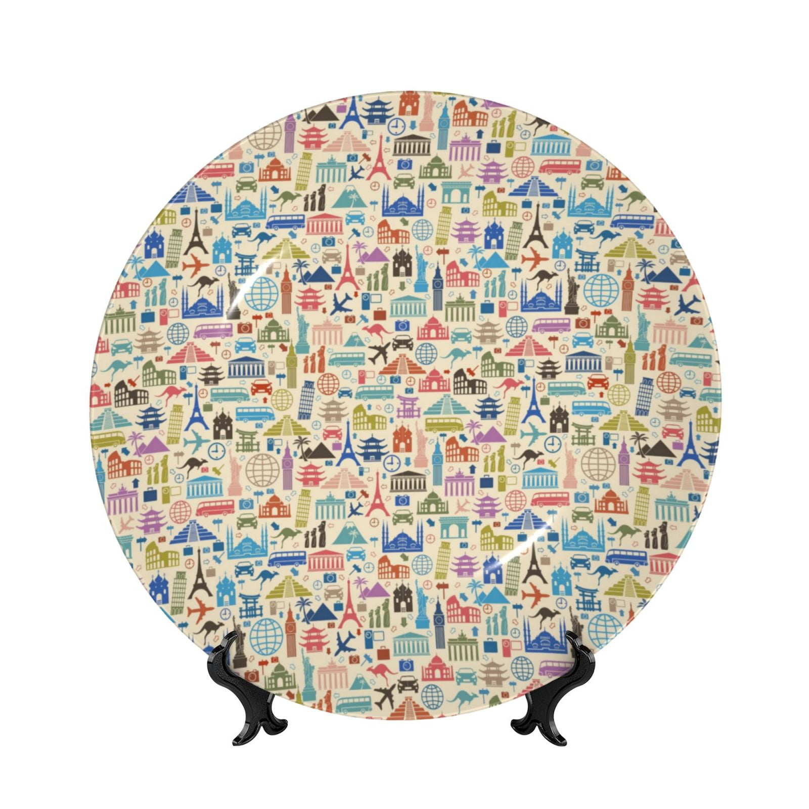 Yiaed Famous Places Print Bone China Decorative Plate Ceramic Dinner ...