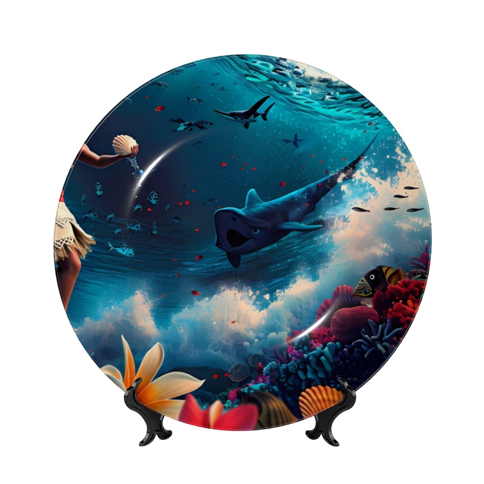 Yiaed Fantasy Underwater Adventure Print Bone China Decorative Plate ...