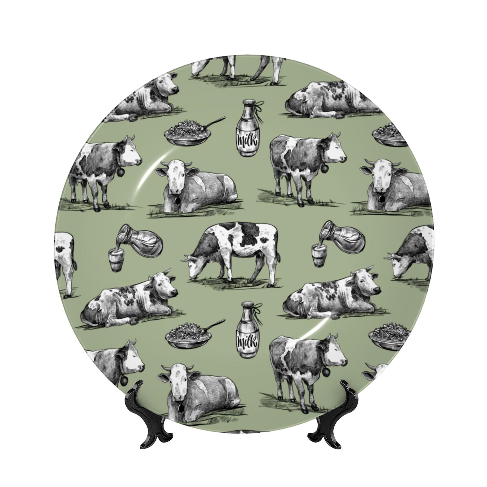 Yiaed Farm Cows Print Bone China Decorative Plate Ceramic Dinner Plates ...