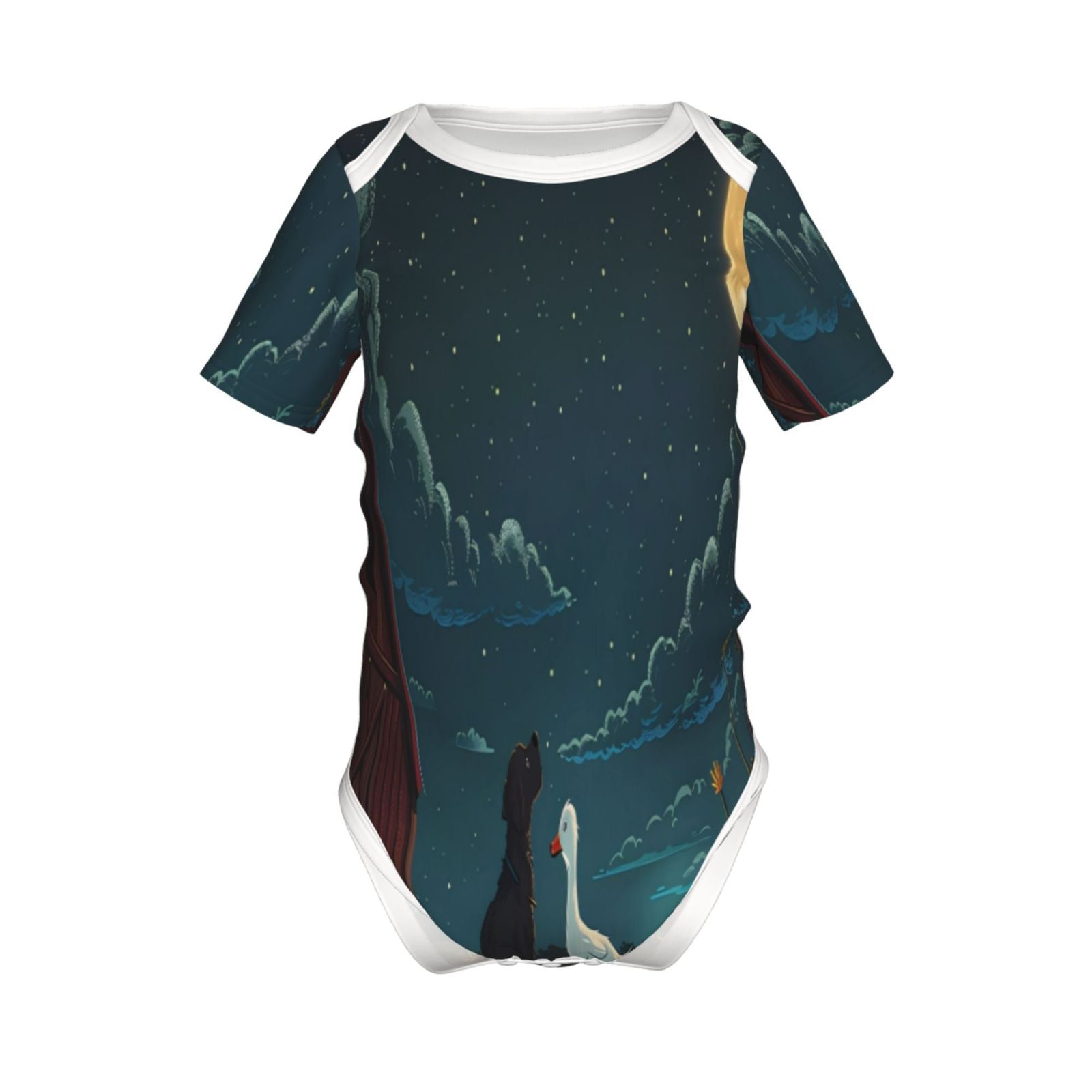 Yiaed Farm Dog Duck Moonlight Print Infant Climbing Short Sleeve Onesie ...