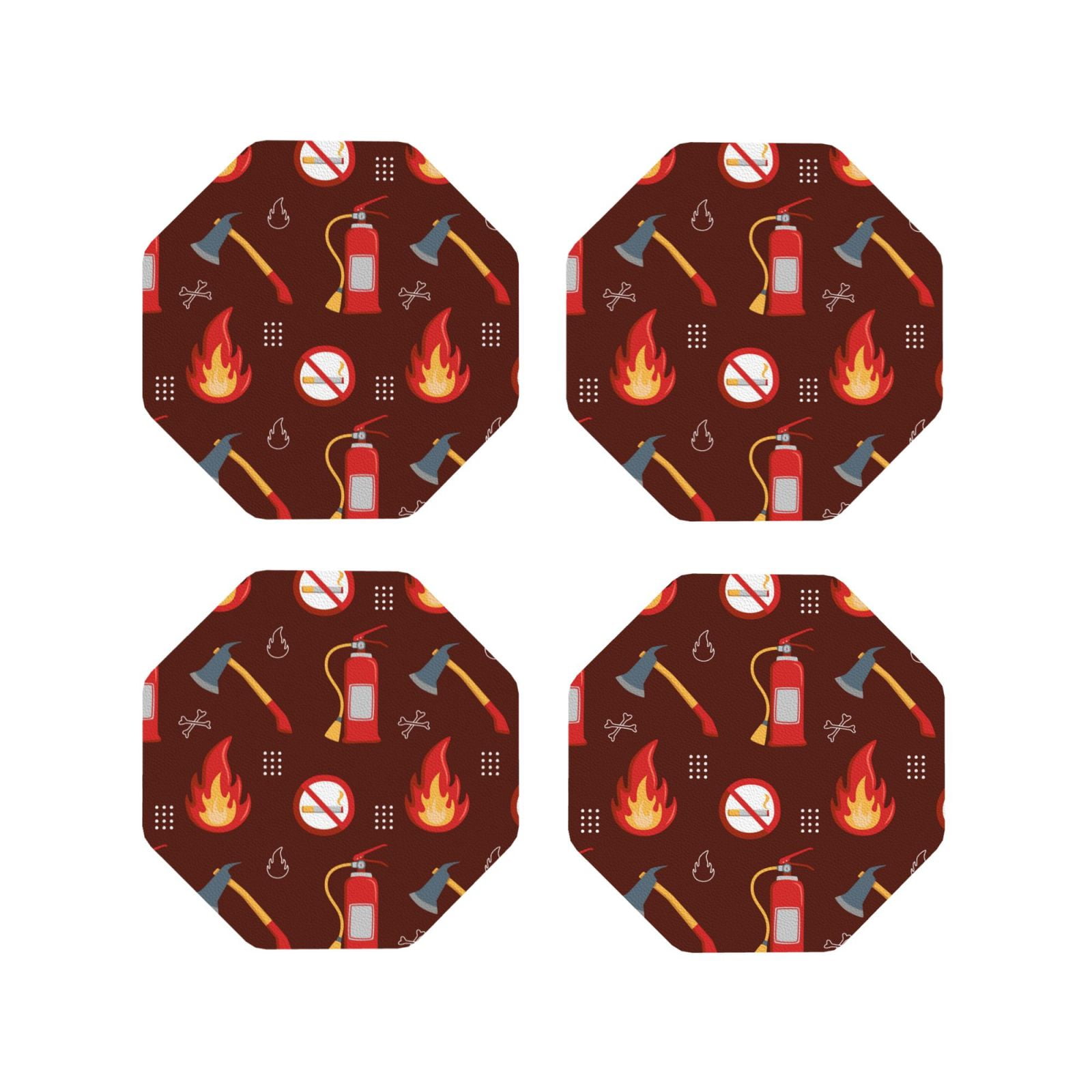 Yiaed Fire Extinguisher Print Leather Coasters for Drinks - Cup ...