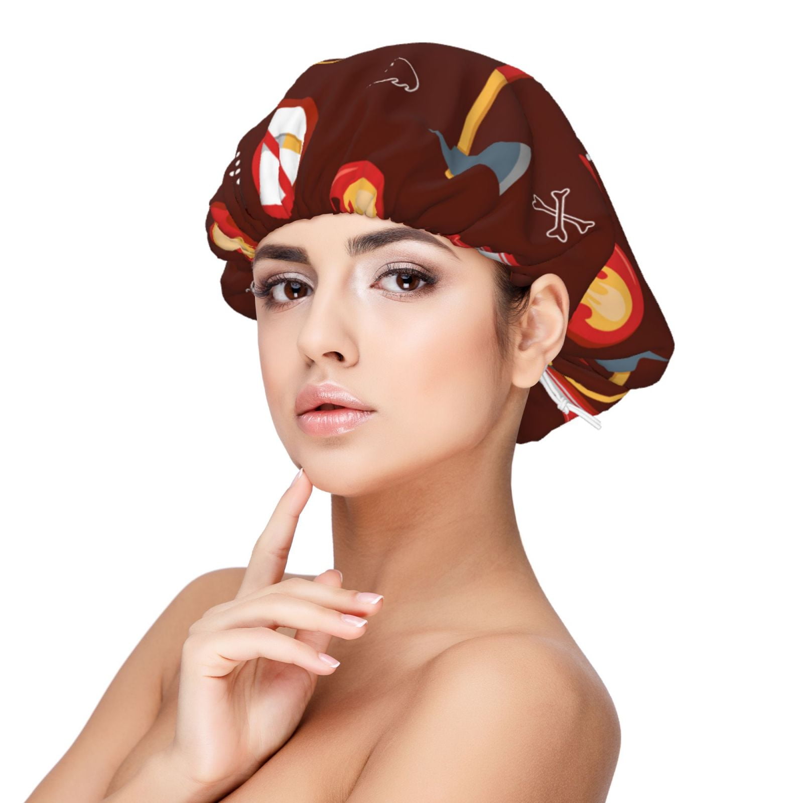 Yiaed Fire Extinguisher Print Satin Bonnet Silk Bonnet Hair Bonnet for ...